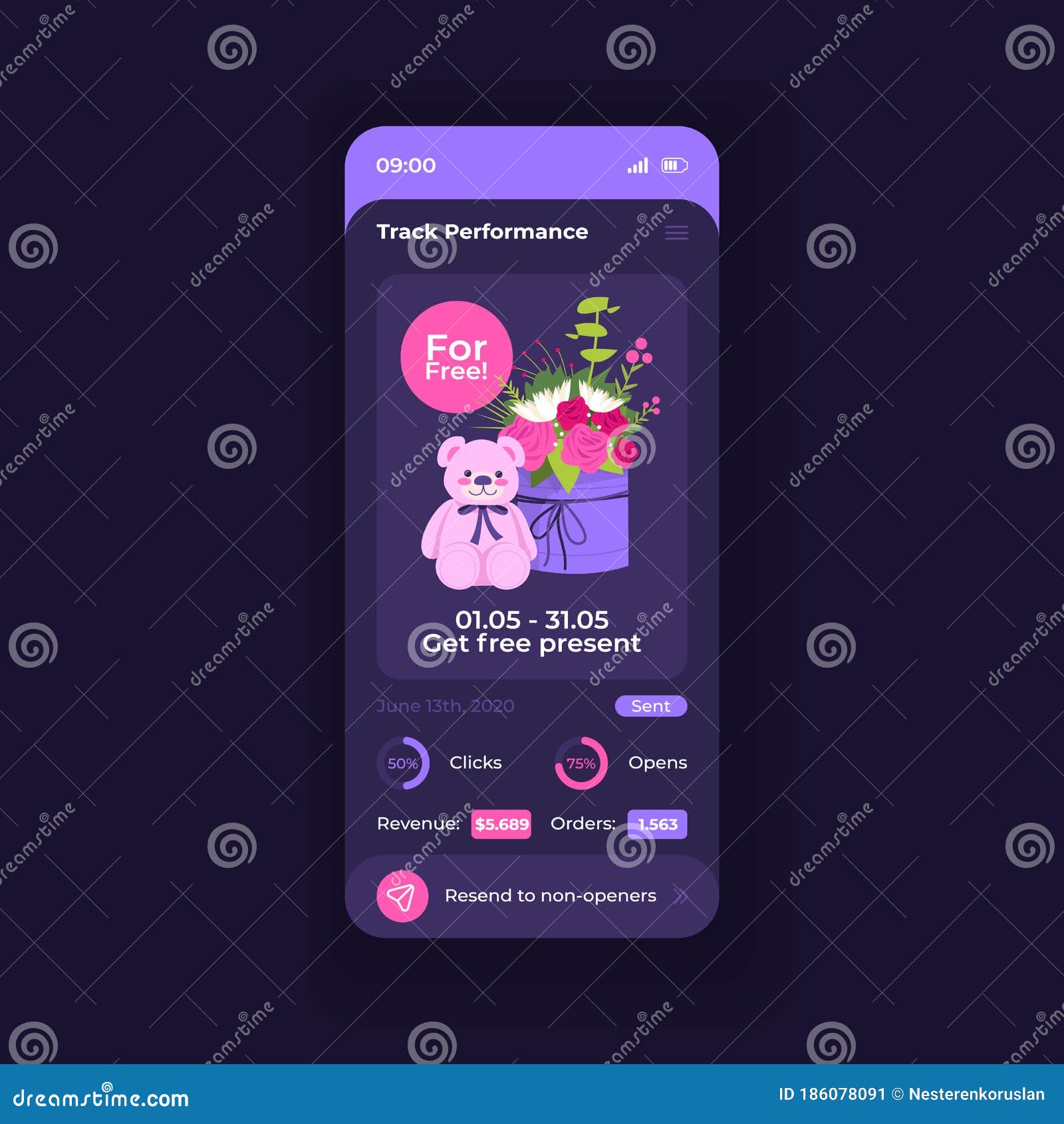 Engagement Rate Smartphone Interface Vector Template Stock Vector ...