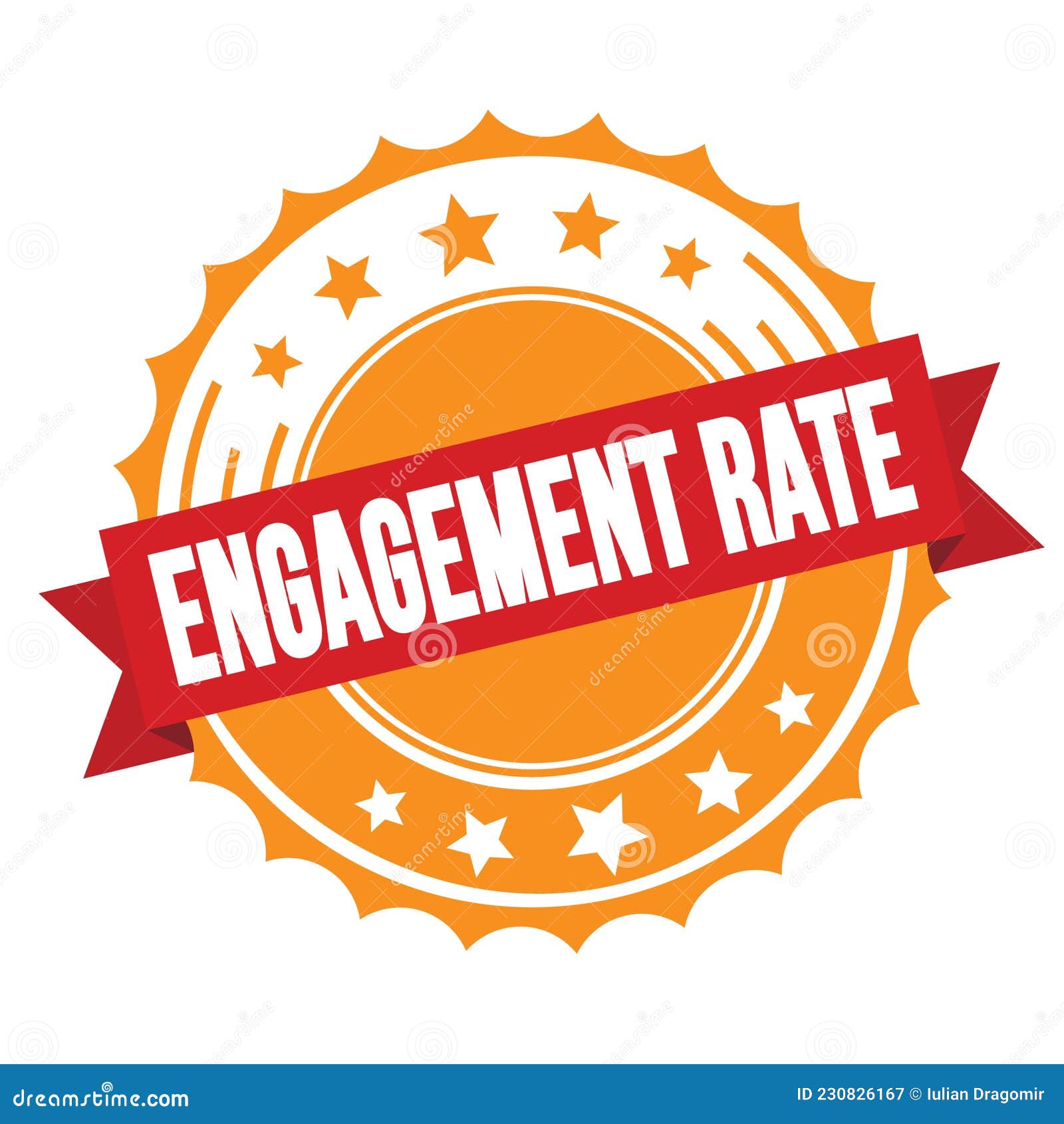 ENGAGEMENT RATE Text on Red Orange Ribbon Stamp Stock Illustration ...