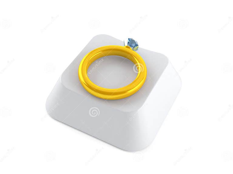 Engagement Ring on Computer Key Stock Illustration - Illustration of ...