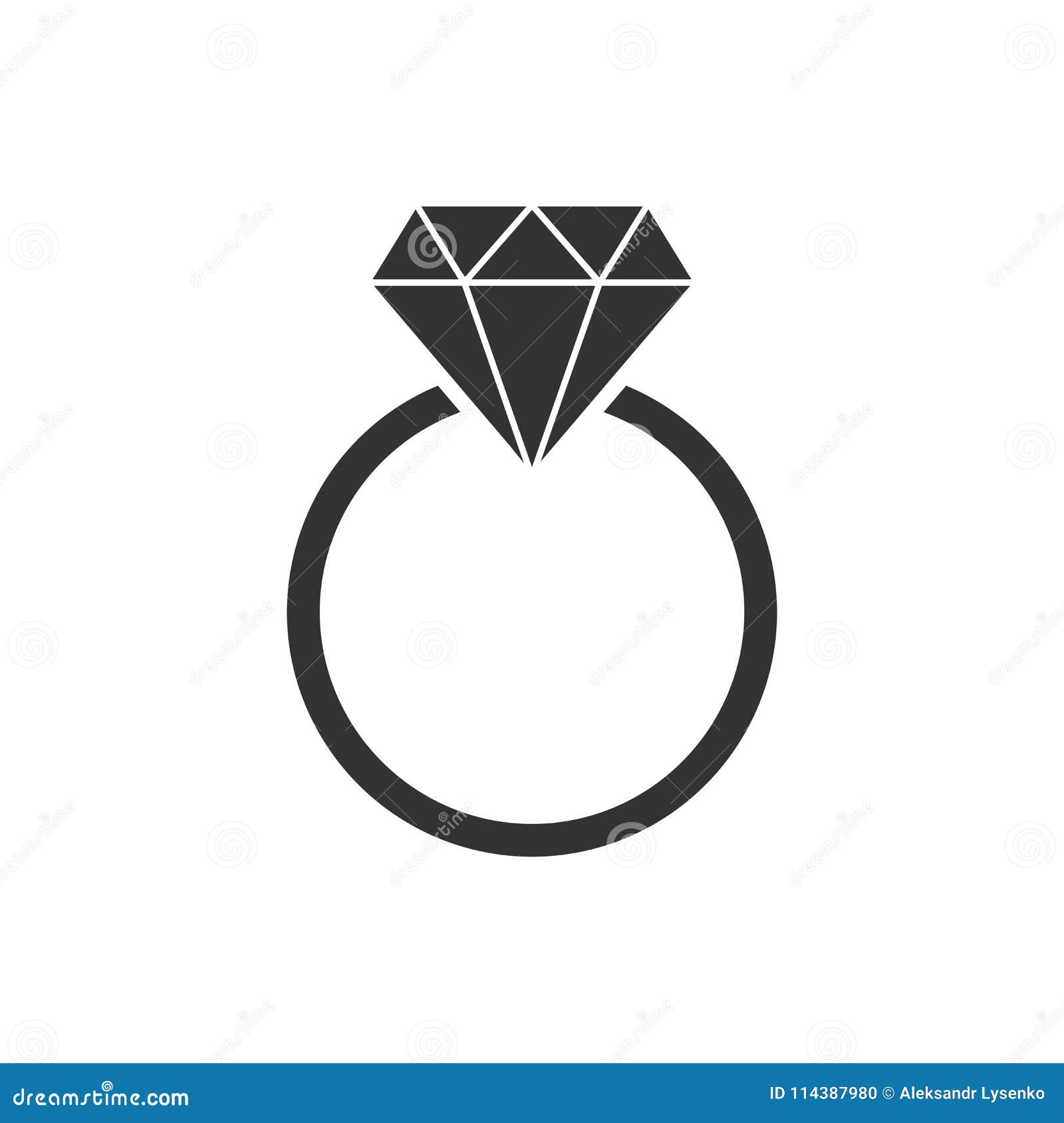 Engagement Ring with Diamond Vector Icon in Flat Style. Wedding Stock ...