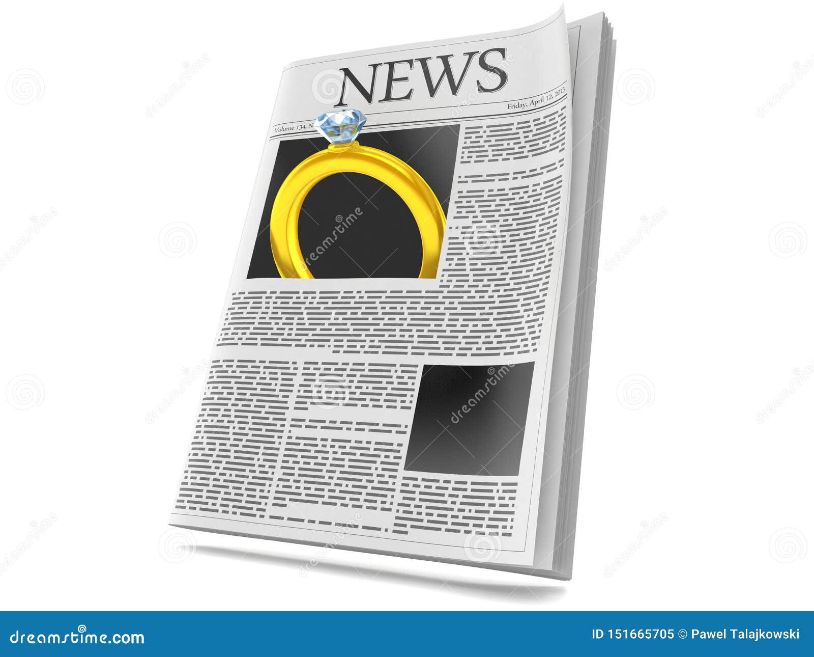 Engagement Ring Inside Newspaper Stock Illustration - Illustration of ...