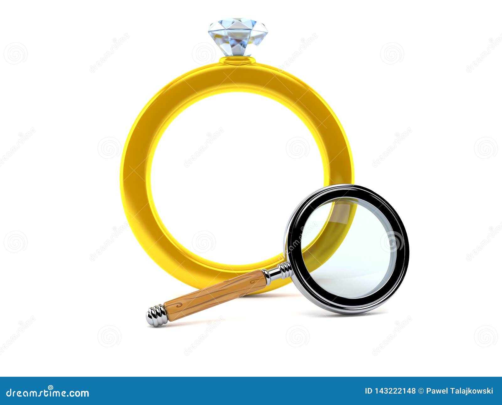 Engagement Ring with Magnifying Glass Stock Illustration - Illustration ...