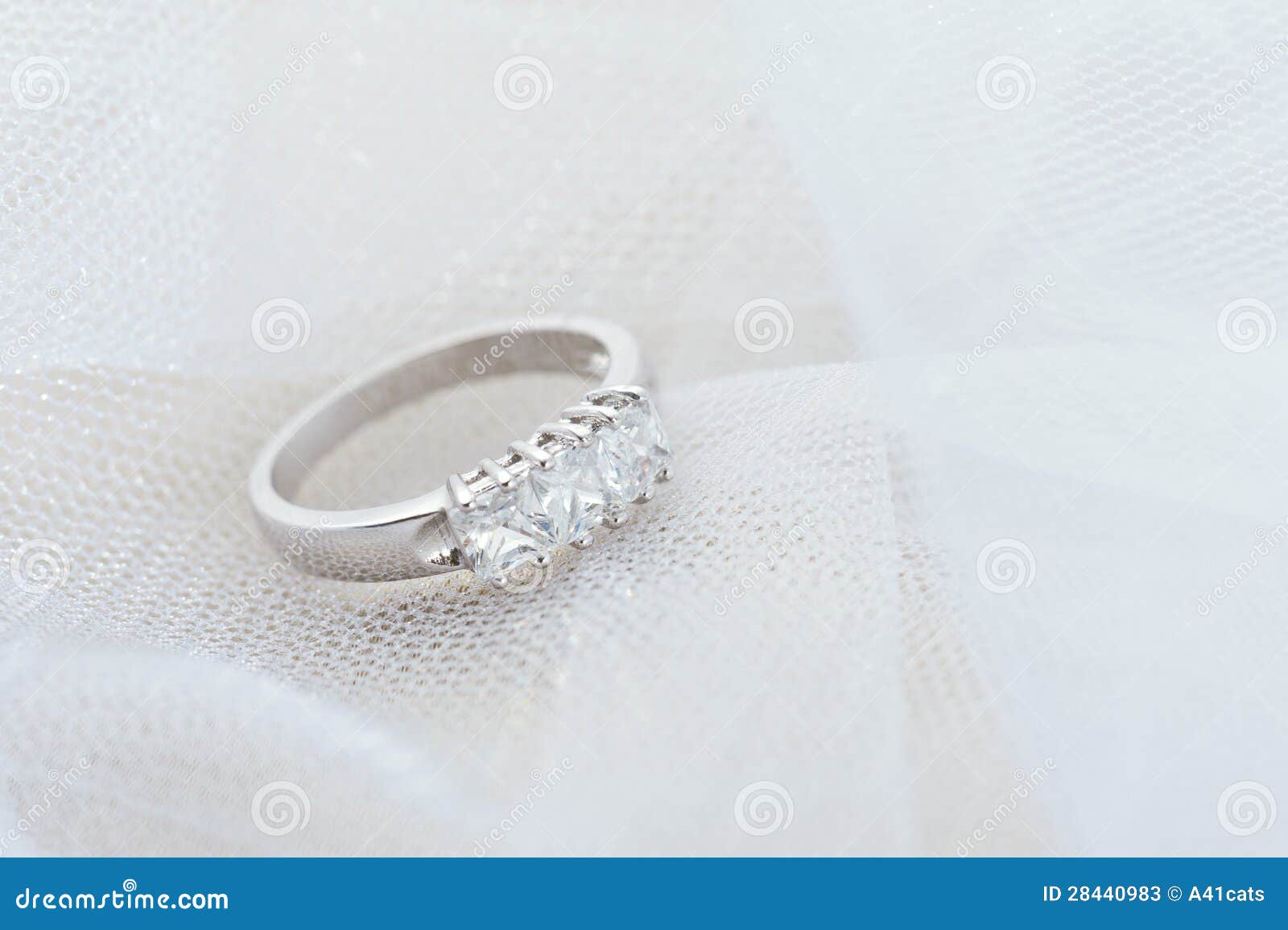 Engagement Ring on White Veil Stock Image - Image of relationship ...