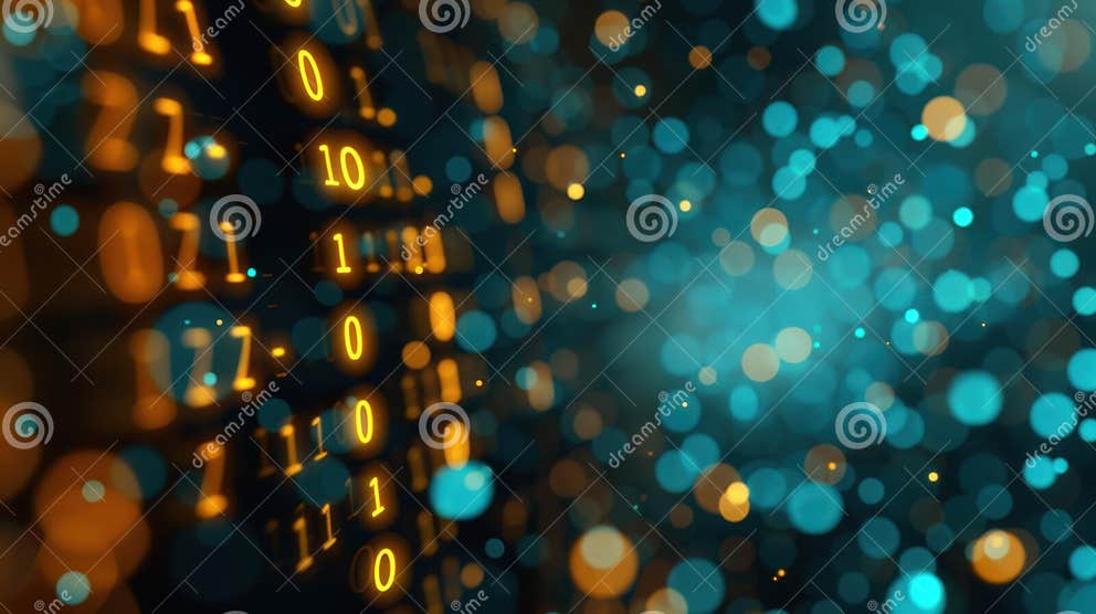 Engaging Abstract Technology Scene with Binary Code Raining Down on Screen. Emphasizes Secure ...
