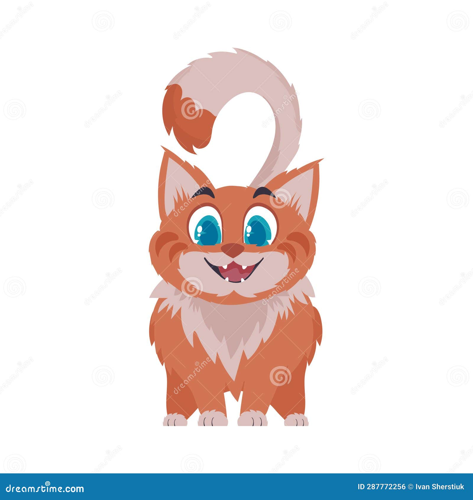 Engaging Cheerful Ruddy Cat. Grinning Cat. Cartoon Style, Vector ...