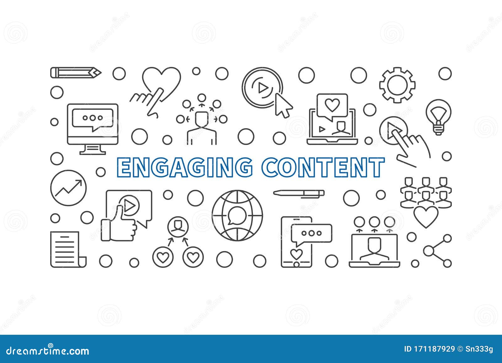 Engaging Content Vector Concept Outline Horizontal Banner Stock Vector ...