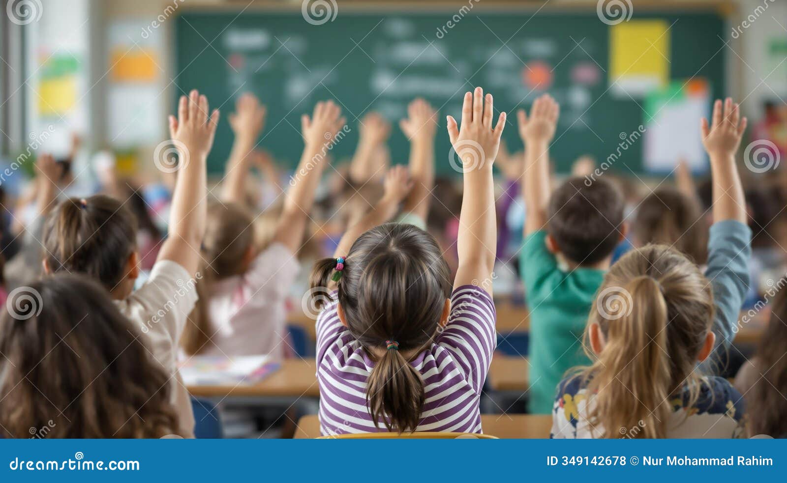 Engaging Elementary Students Asking Questions in Classroom Stock ...