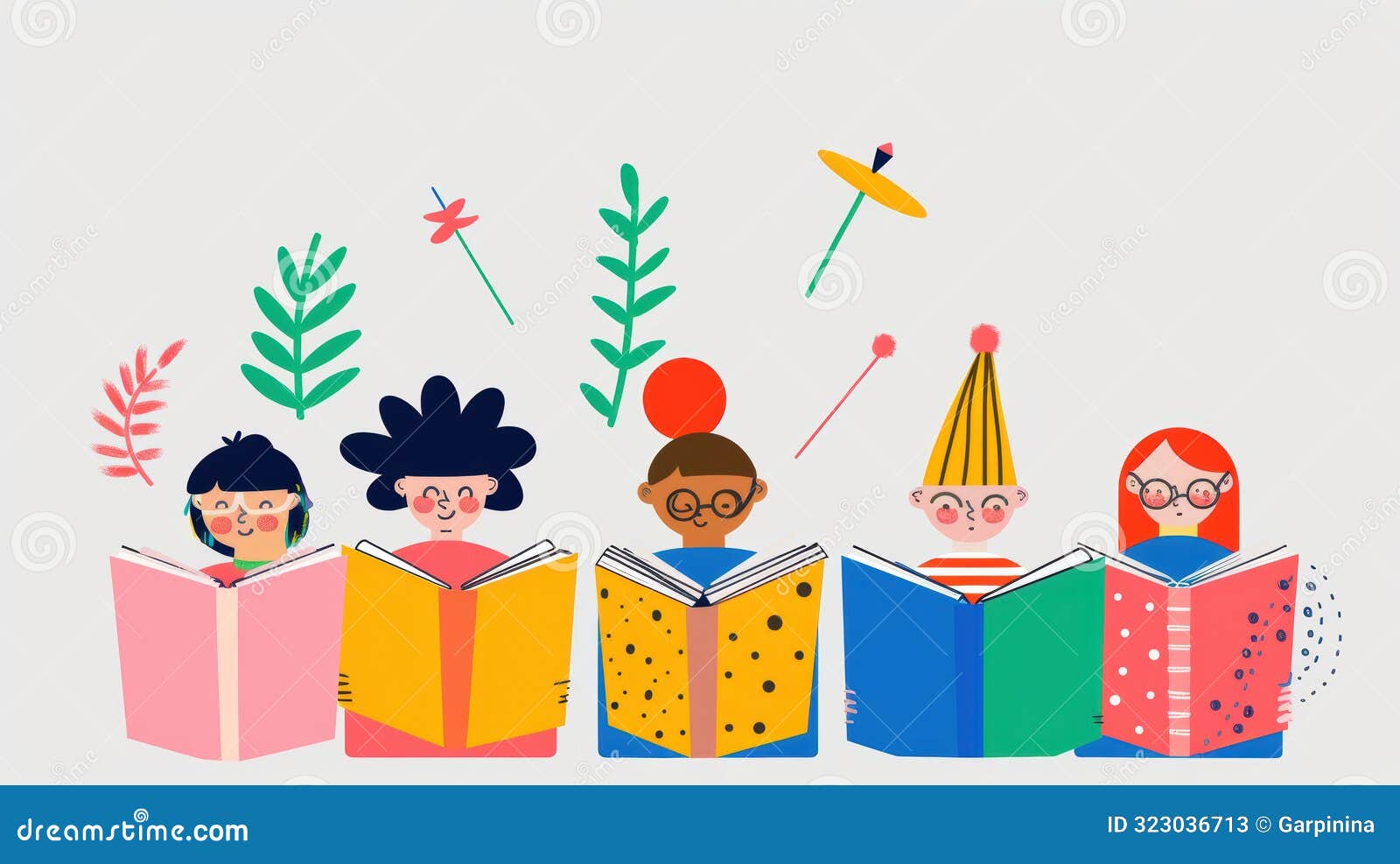 Diverse Students Learning with Books and Laptops, Representing ...