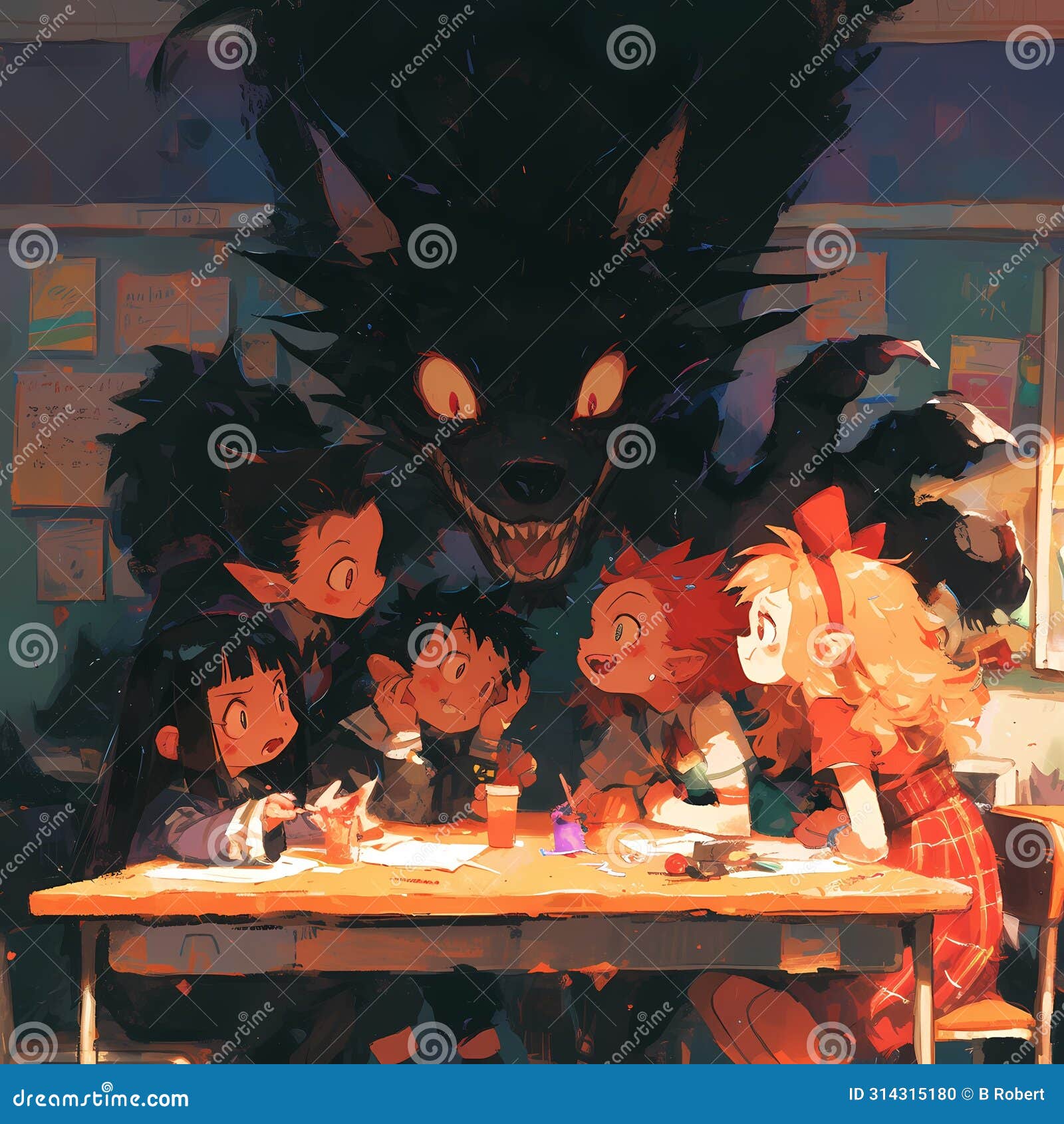 Monsters in a Classroom: a Fun and Friendly Scene for Stock Images ...