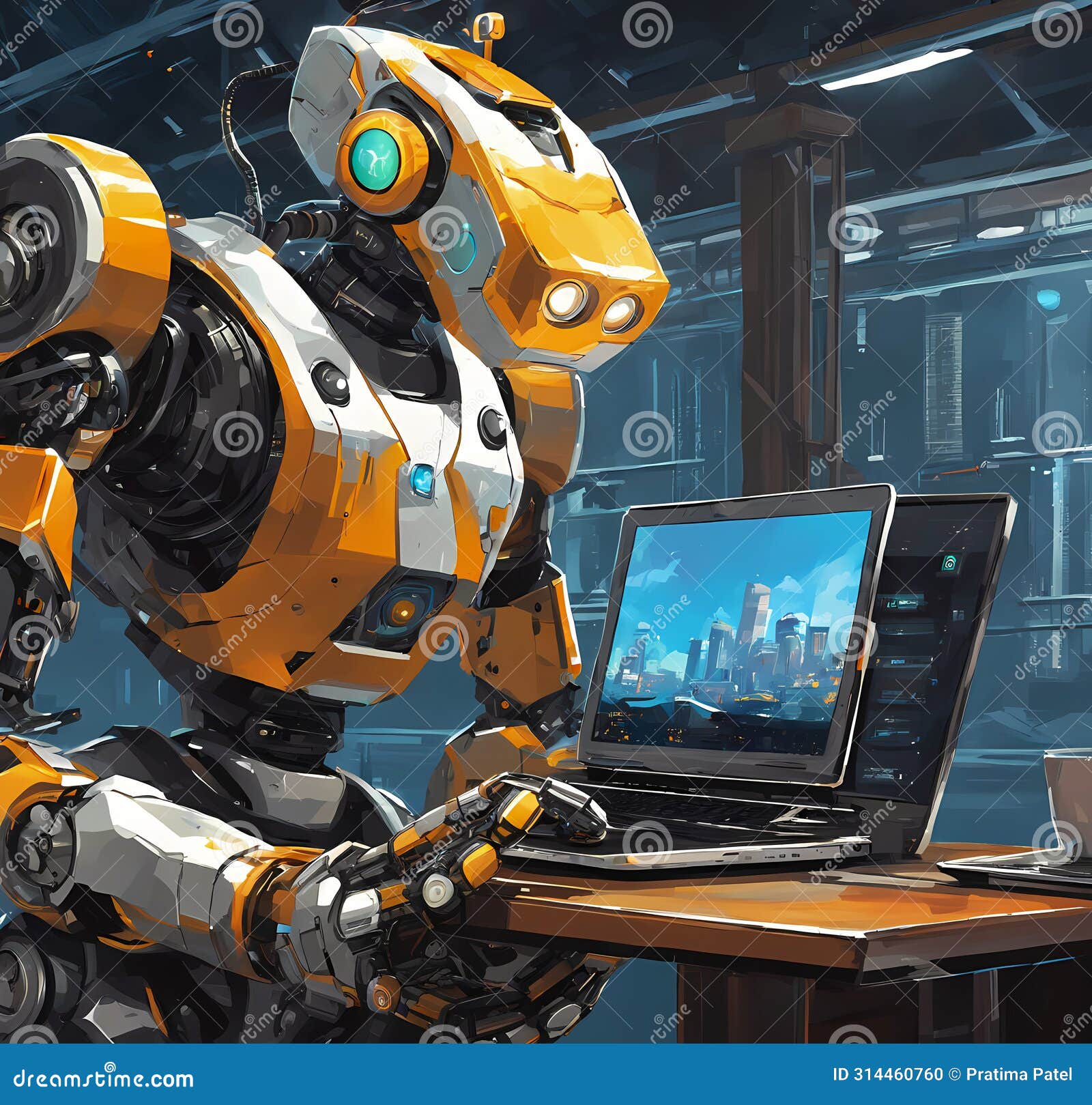 An Engaging Image of a Robot AI Assistant Offering Support, Depicted ...