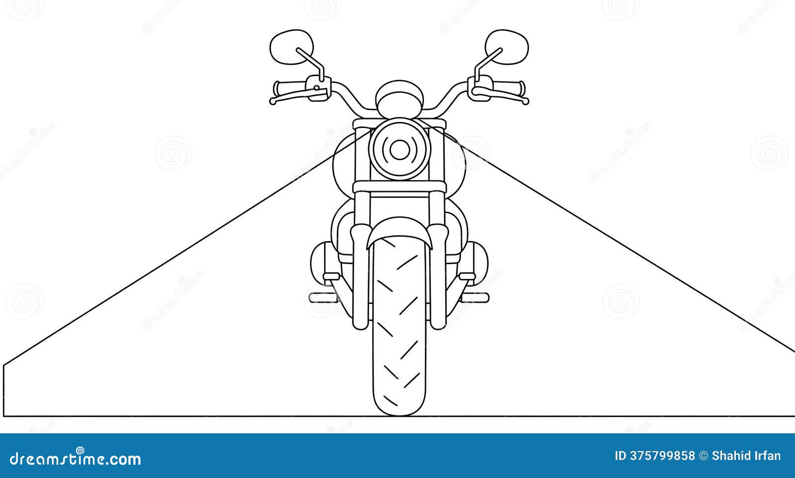 Simple Motorcycle Outline Coloring Page With Powerful Headlight Ray ...