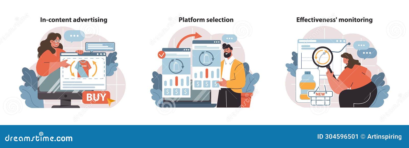 Content Advertising Linear Icons Set. Promotion, Marketing ...