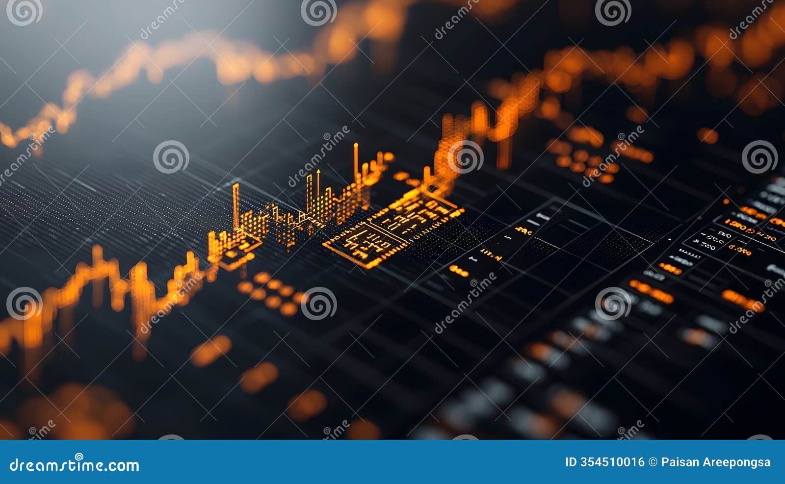 Engaging Visualization of Overlapping Economy Charts in Striking Orange ...