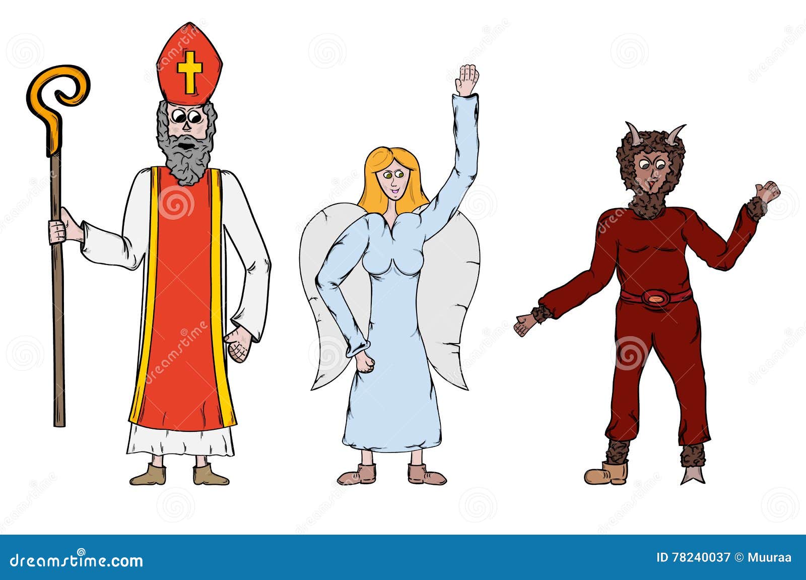 Engel, Duivel En Heilige Nicholaus Stock Illustratie - Illustration of ...