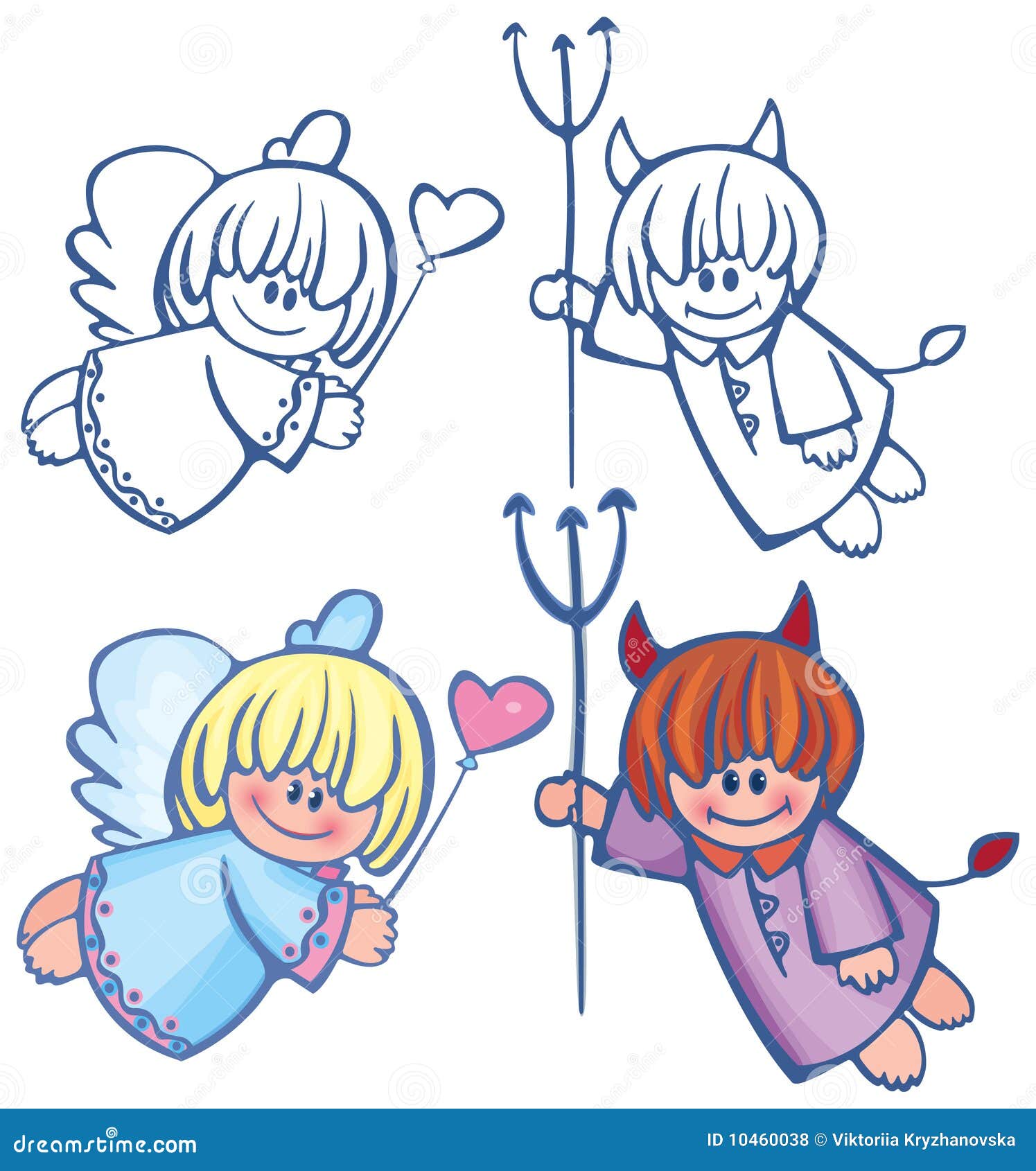 Engel en duivel. vector illustratie. Illustration of baby - 10460038
