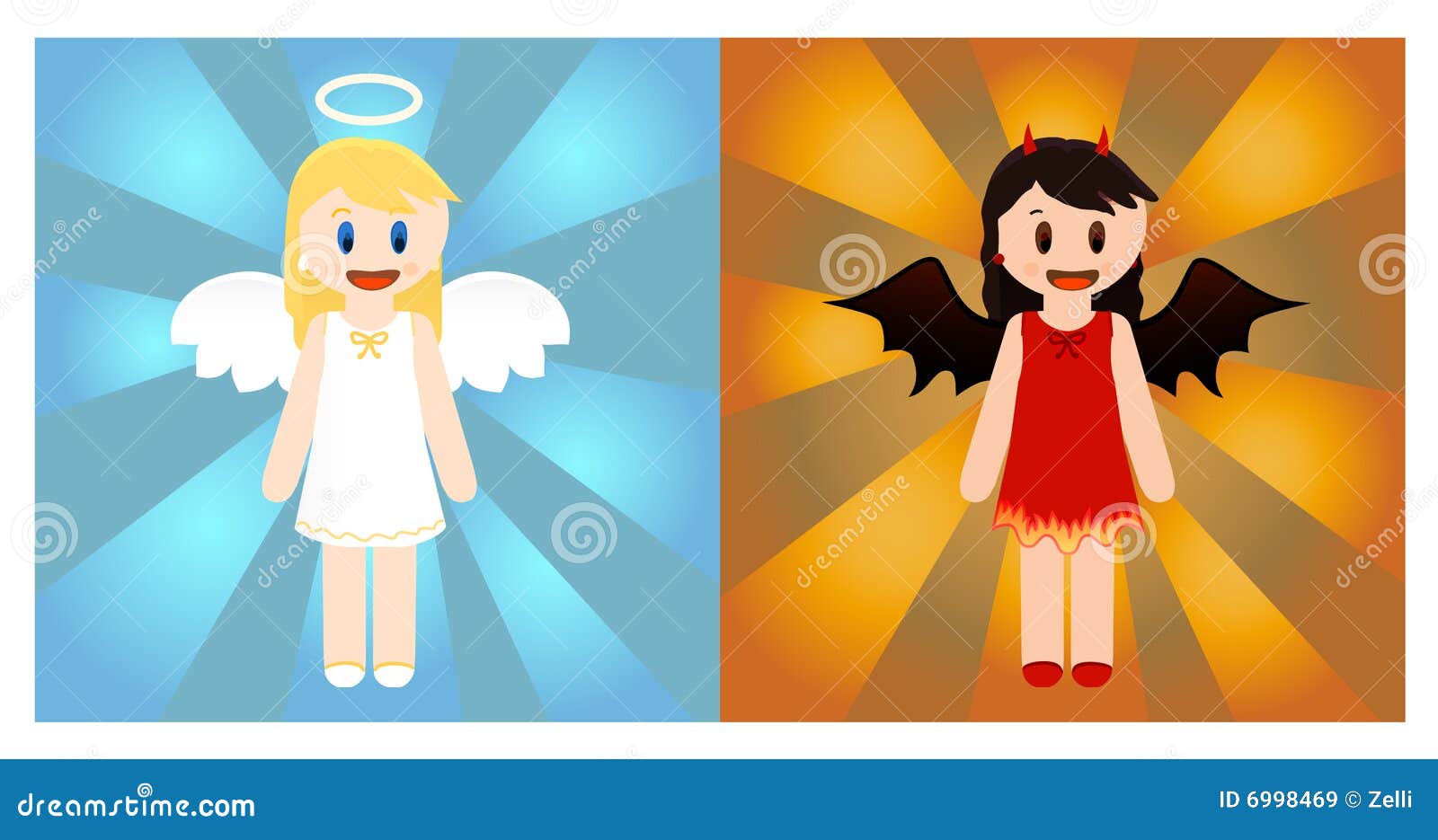 Engel en Duivel vector illustratie. Illustration of leven - 6998469