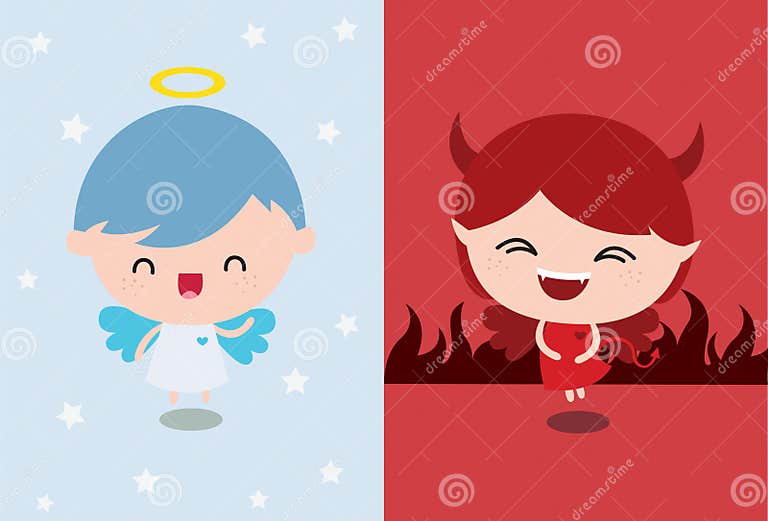 Engel versus Duivel vector illustratie. Illustration of kind - 21562873