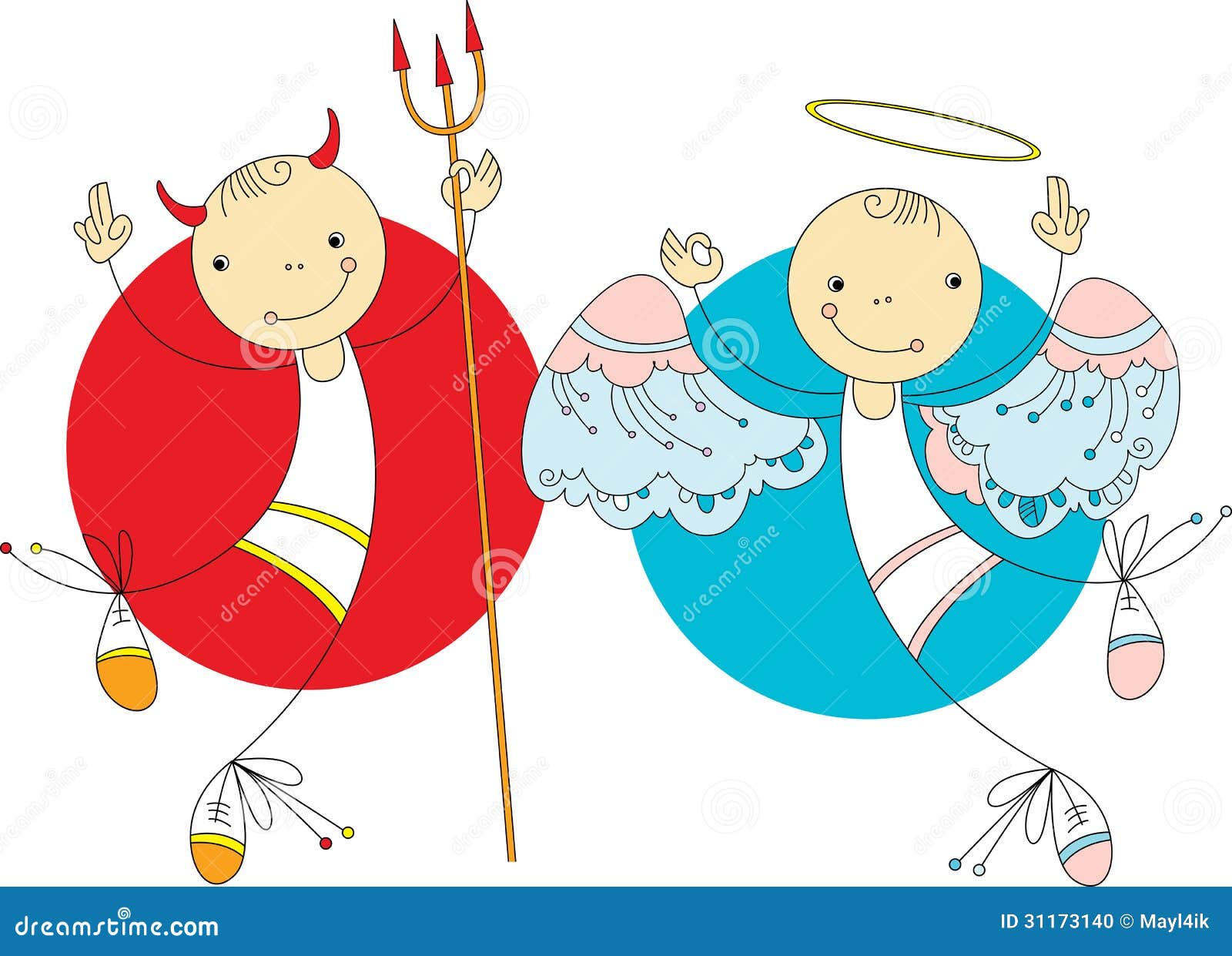Engelen en Demonen vector illustratie. Illustration of baby - 31173140