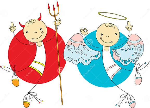 Engelen en Demonen vector illustratie. Illustration of baby - 31173140