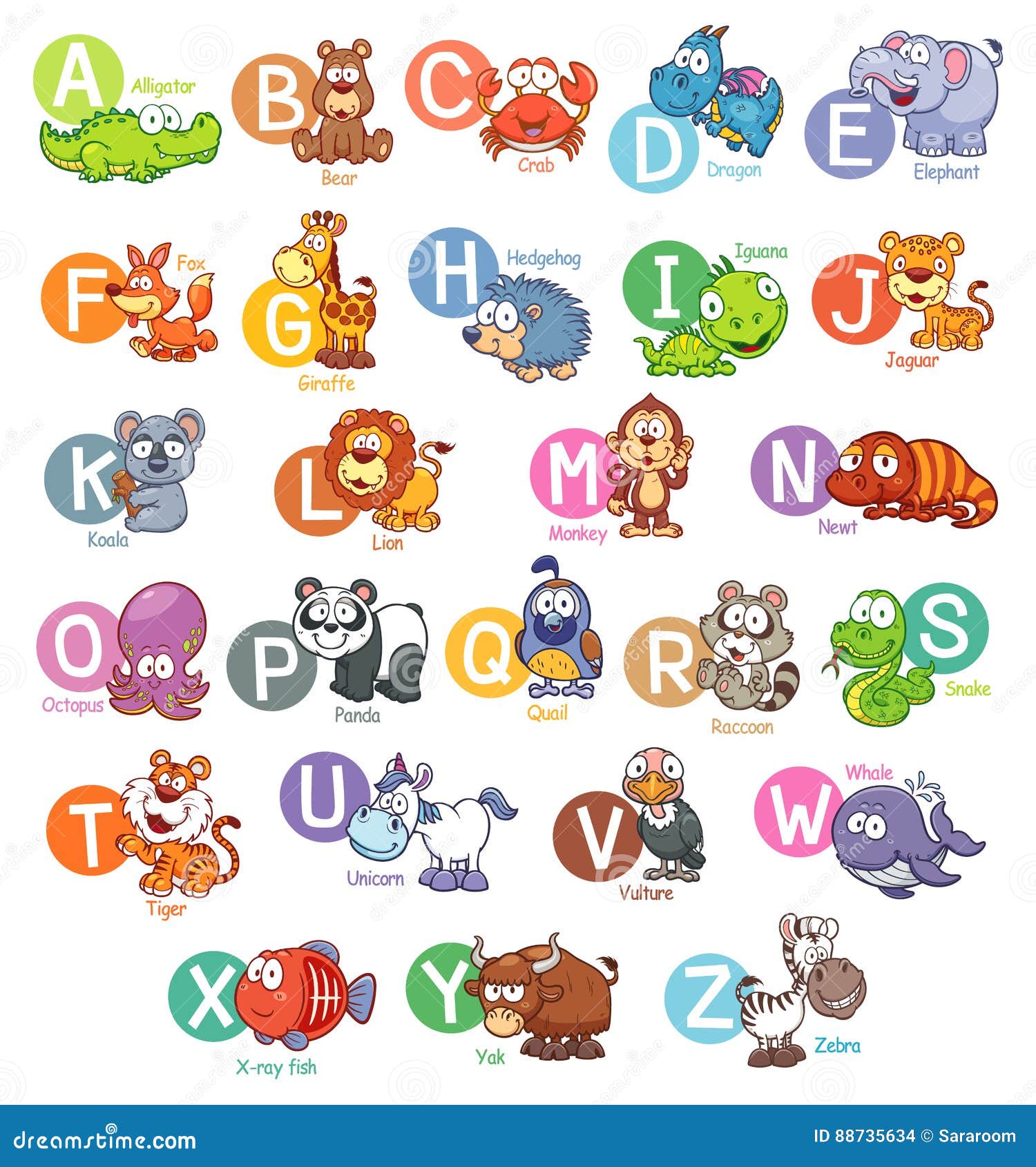 Engels alfabet vector illustratie. Illustration of dier - 88735634