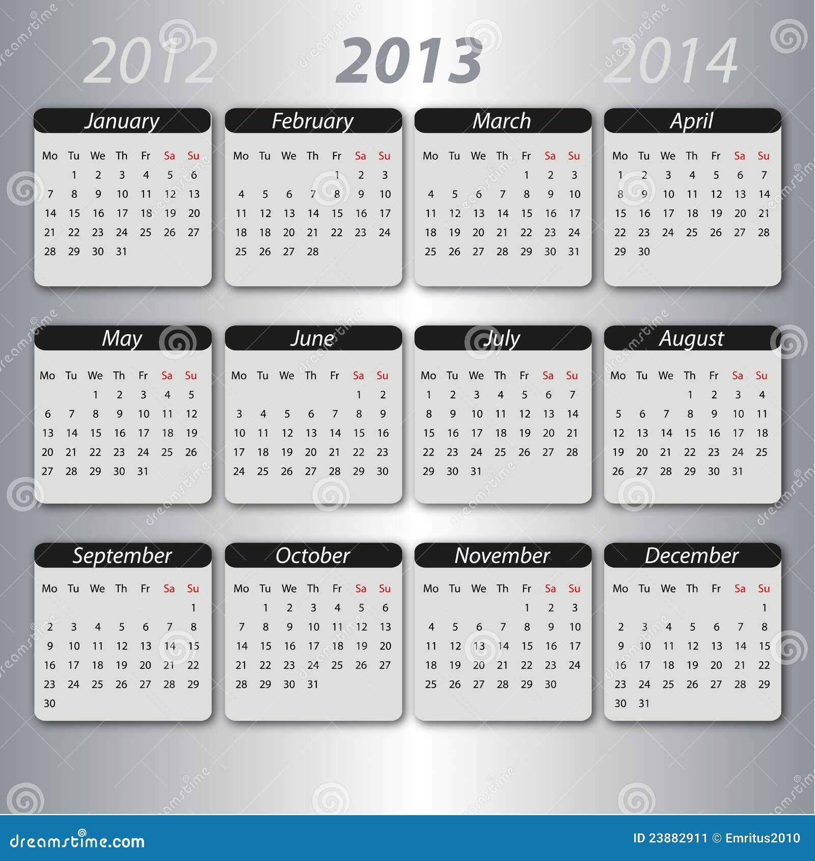 Engelse kalender 2013, stock illustratie. Illustration of gekleurd ...