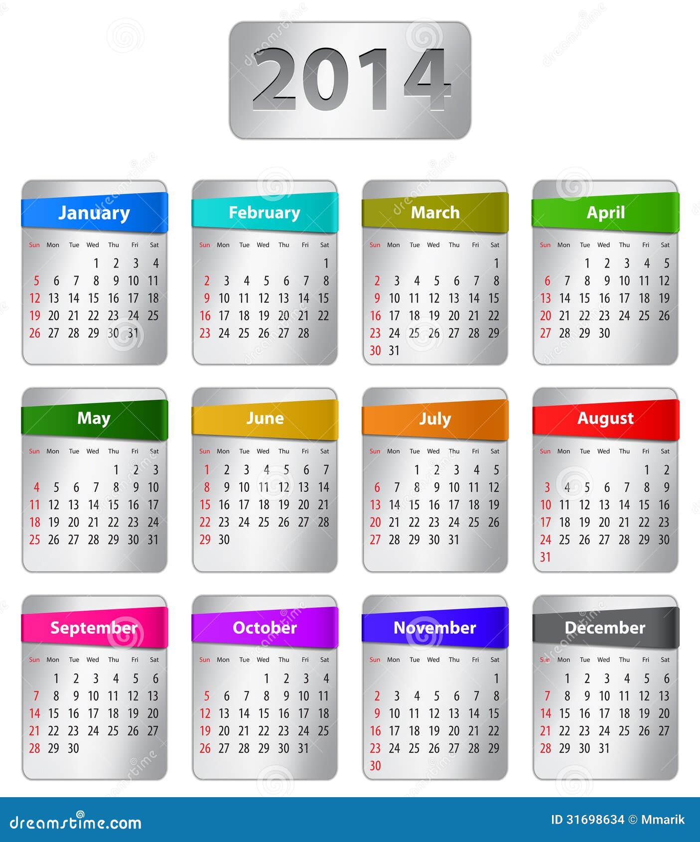 2014 Engelse kalender vector illustratie. Illustration of najaar - 31698634