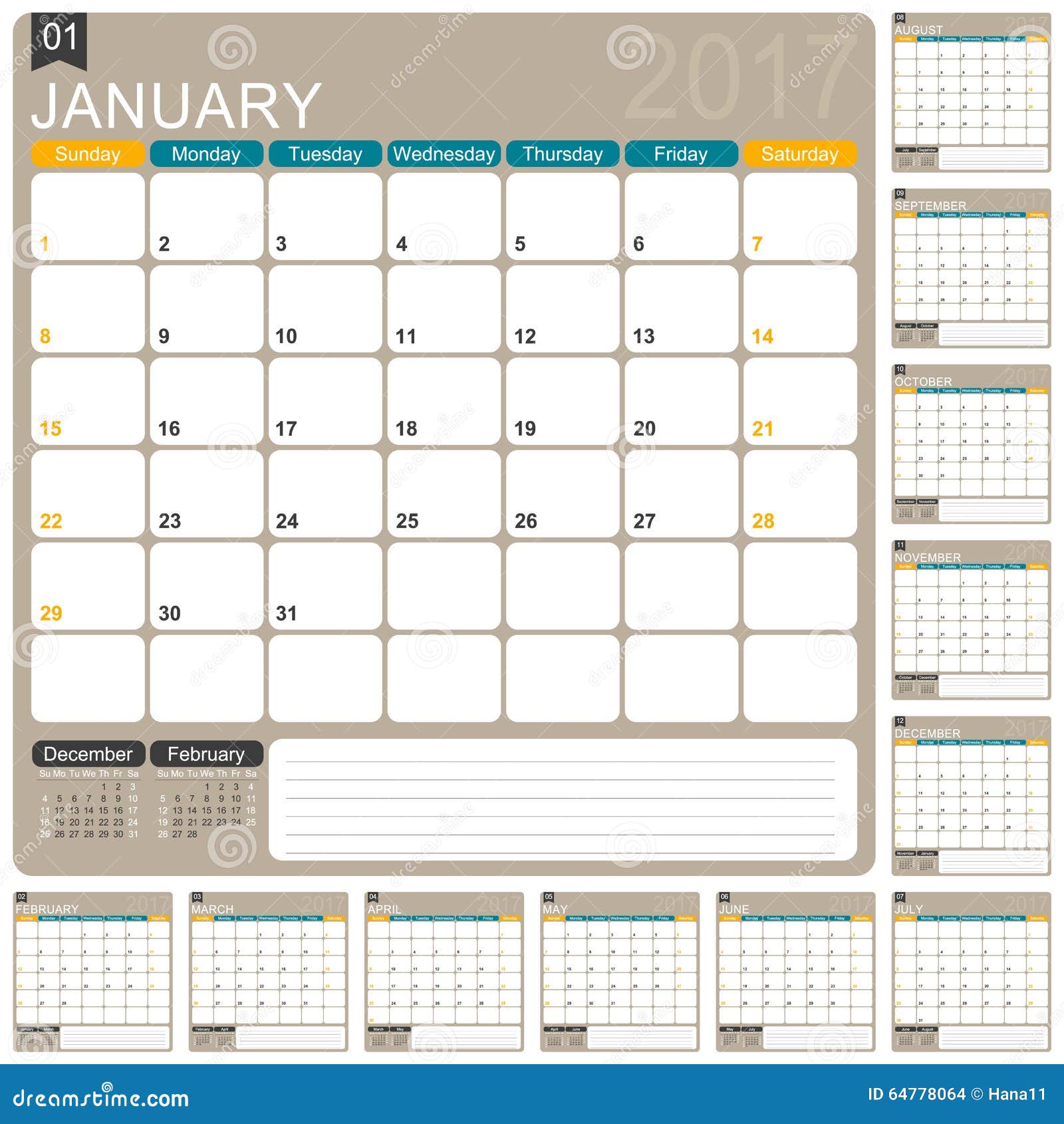 Engelse Kalender 2017 vector illustratie. Illustration of illustratie ...