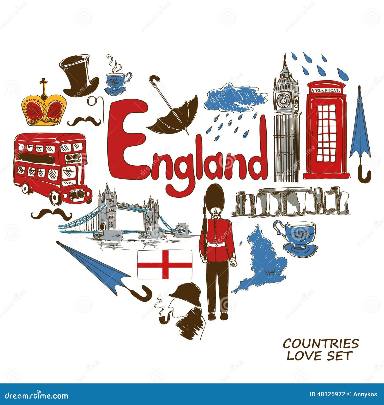 Engelse Symbolen in Het Concept Van De Hartvorm Vector Illustratie ...