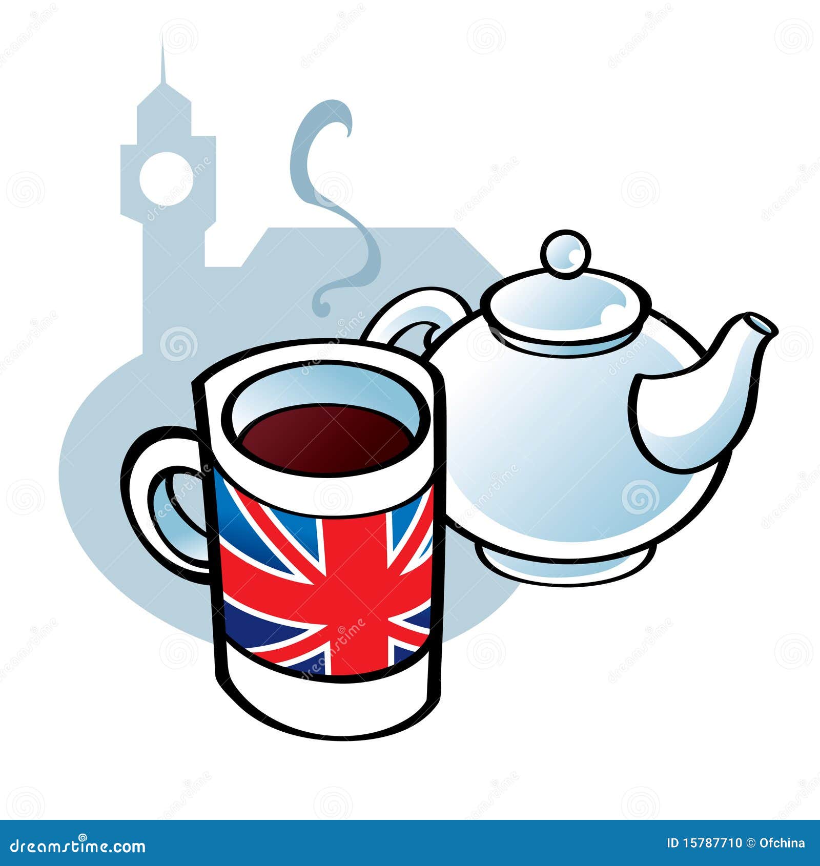 Engelse Thee vector illustratie. Illustration of theepot - 15787710