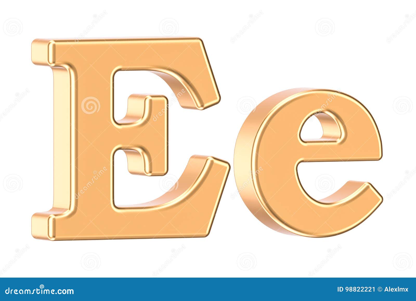 Engelsk Guld- Bokstav E Med Seriffar, Tolkning 3D Stock Illustrationer ...