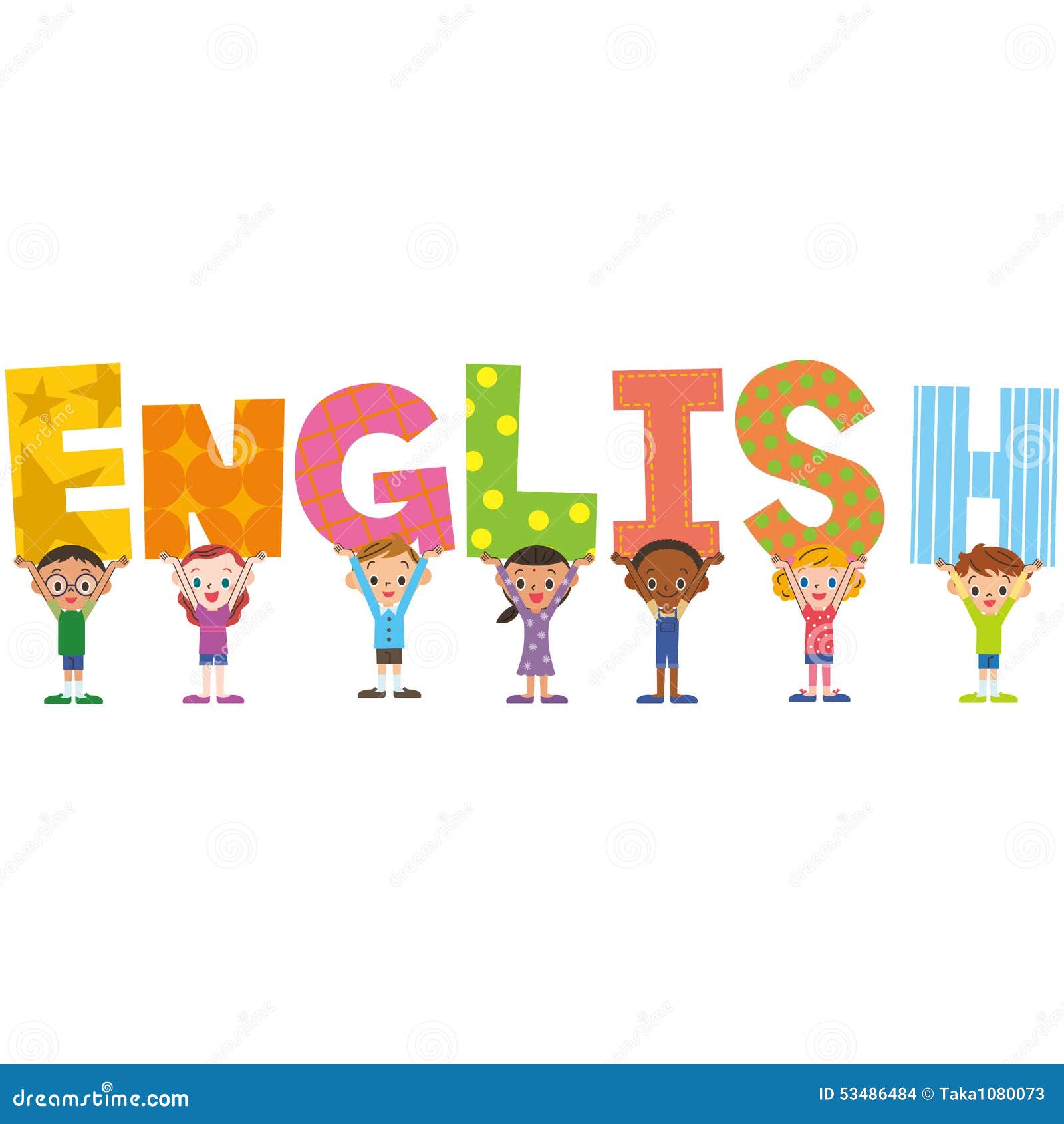 Engelska betitlar och barn vektor illustrationer. Illustration av ...