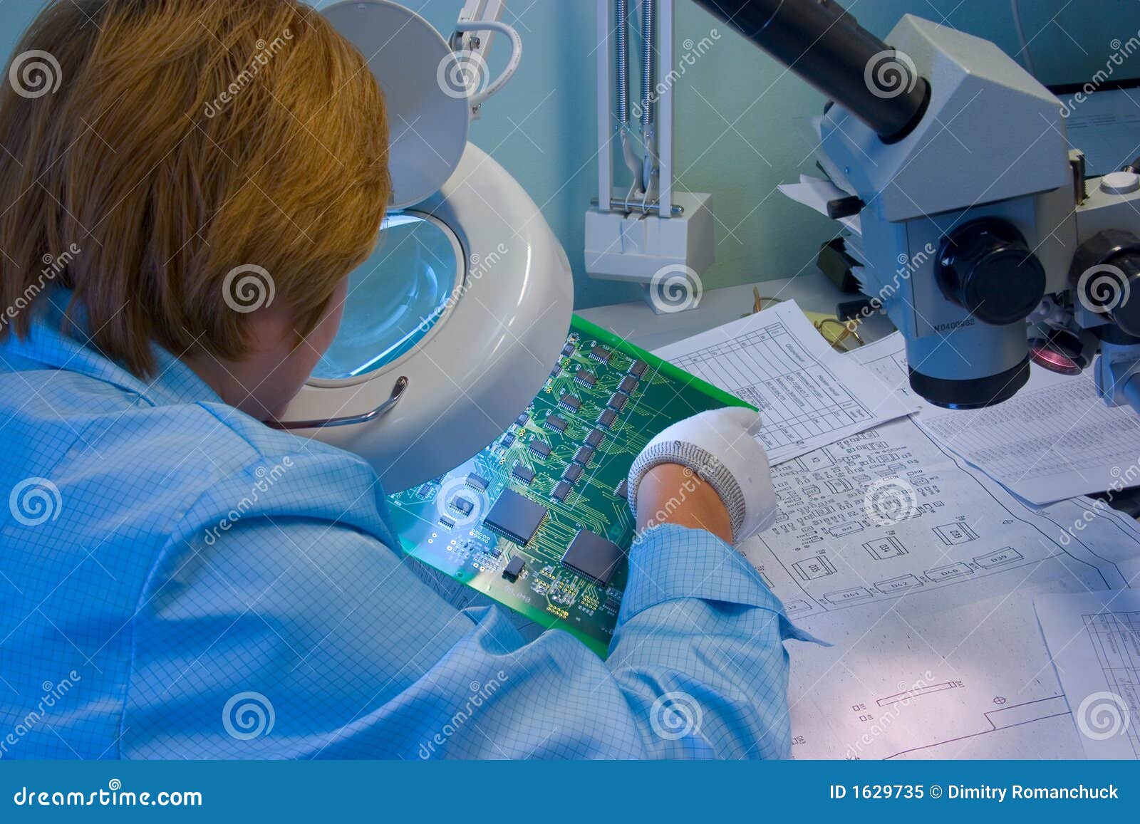 Engeneer Inspecting Computer Mainboard Stock Image - Image of detect ...