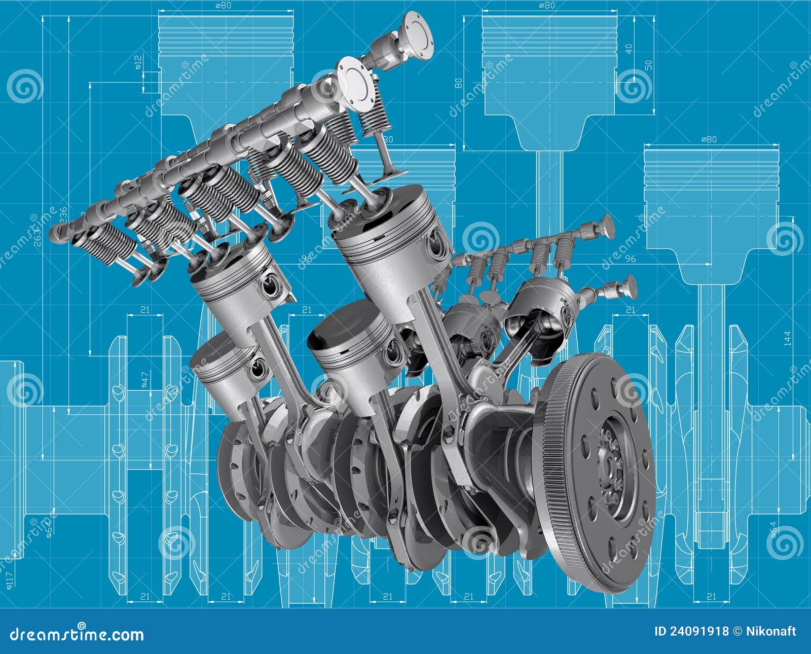 Engine. stock illustration. Illustration of blueprint - 24091918