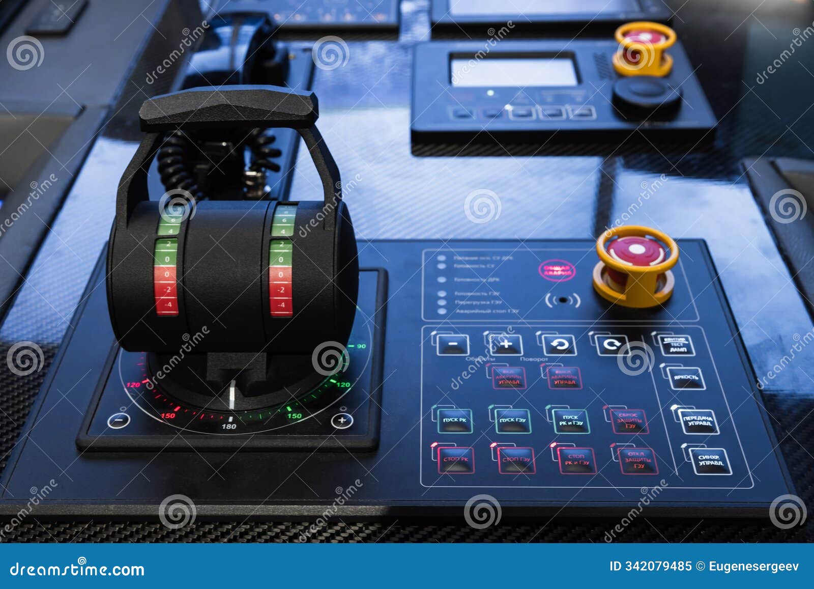 Engine Accelerator and Control Panels of Modern Vessel, Close-up Photo ...