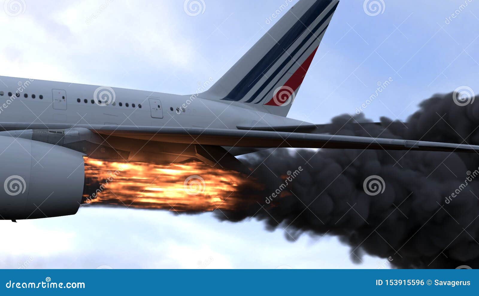 The Engine of the Aircraft Caught Fire and Burns with the Release of ...