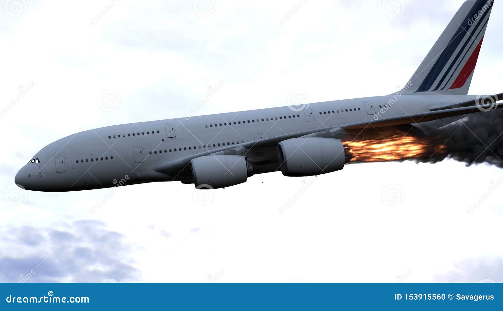 The Engine of the Aircraft Caught Fire and Burns with the Release of ...