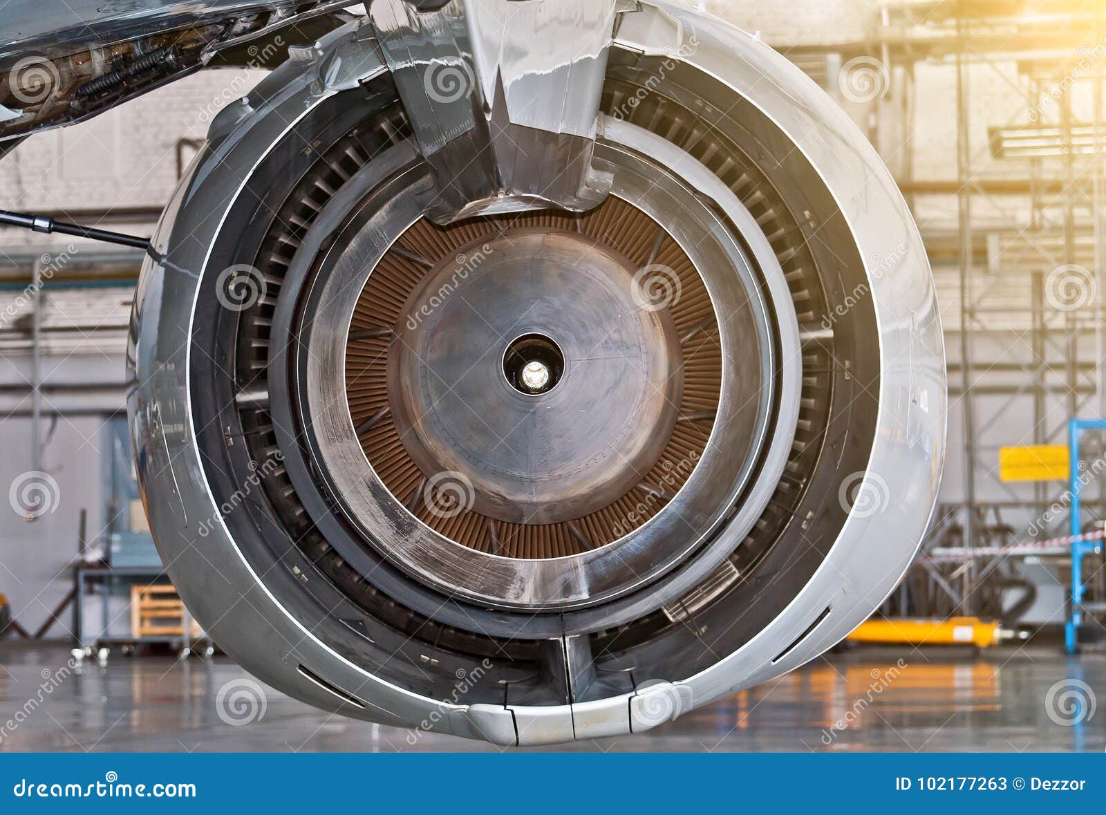 Engine of the Airplane Under Heavy Maintenance. Stock Image - Image of ...