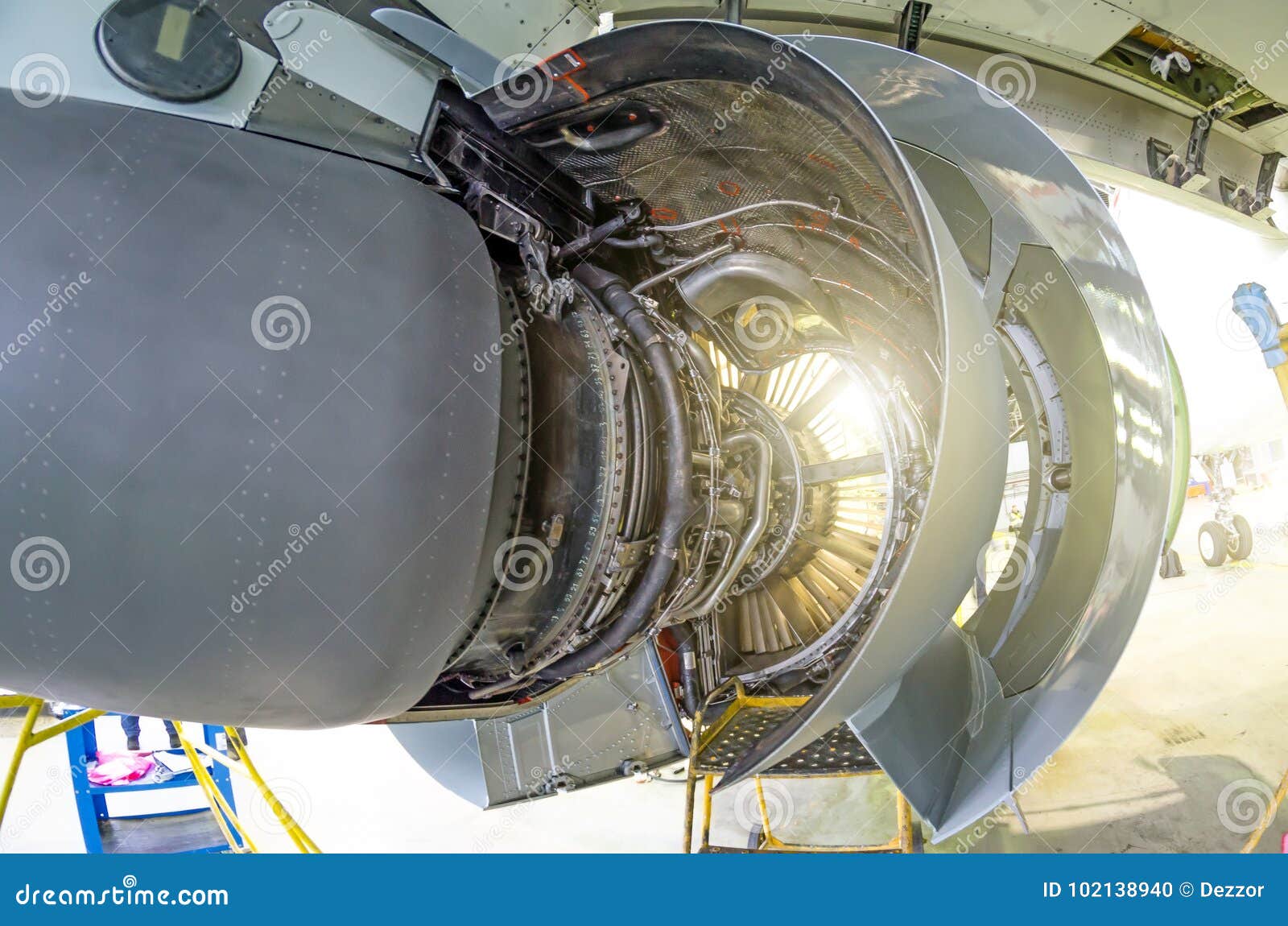 Engine of the Airplane Under Heavy Maintenance. Stock Photo - Image of ...