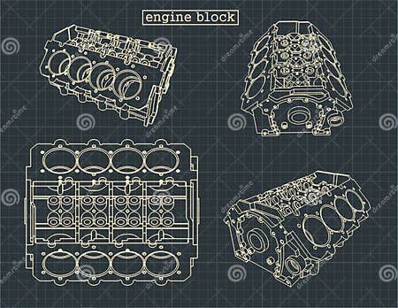 Engine block drawings stock vector. Illustration of industrial - 165009159