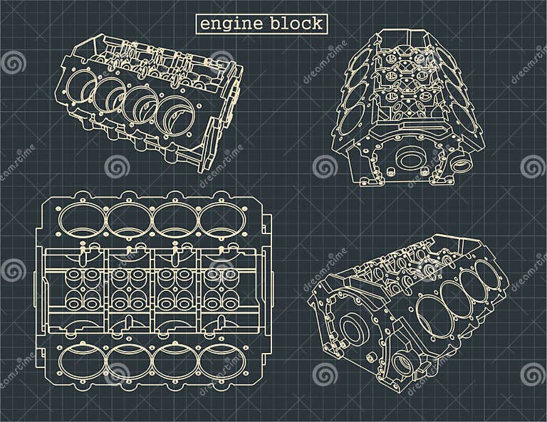 Engine block drawings stock vector. Illustration of industrial - 165009159