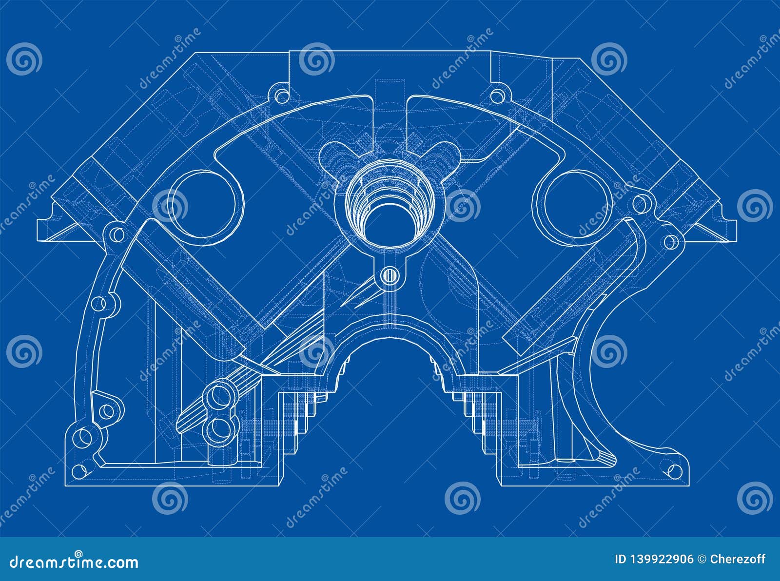 Engine Block Sketch. Vector Rendering of 3d Stock Vector - Illustration ...