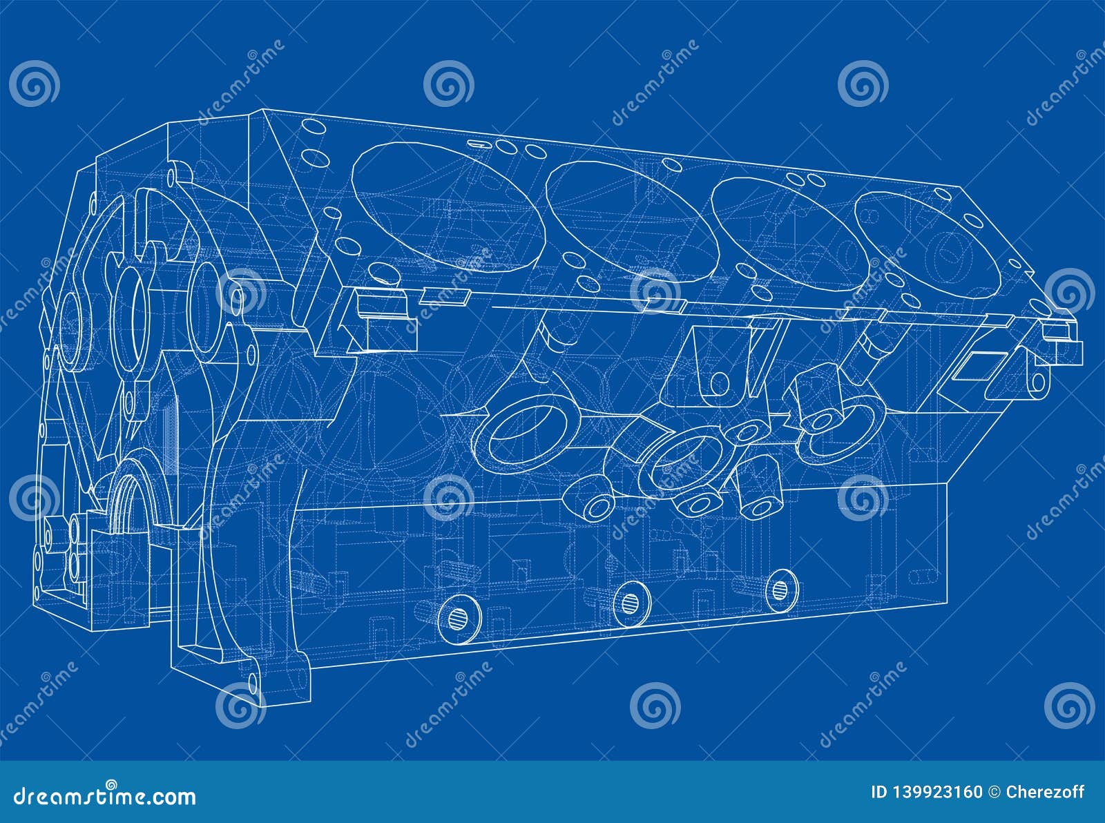 Engine Block Sketch. Vector Rendering of 3d Stock Vector - Illustration ...