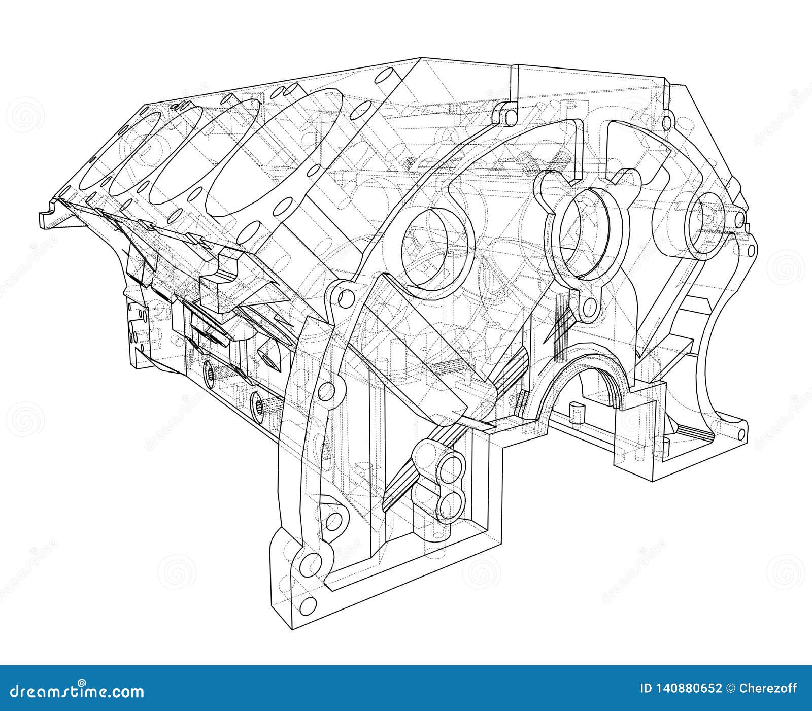 Engine Block Sketch. Vector Rendering of 3d Stock Vector - Illustration ...