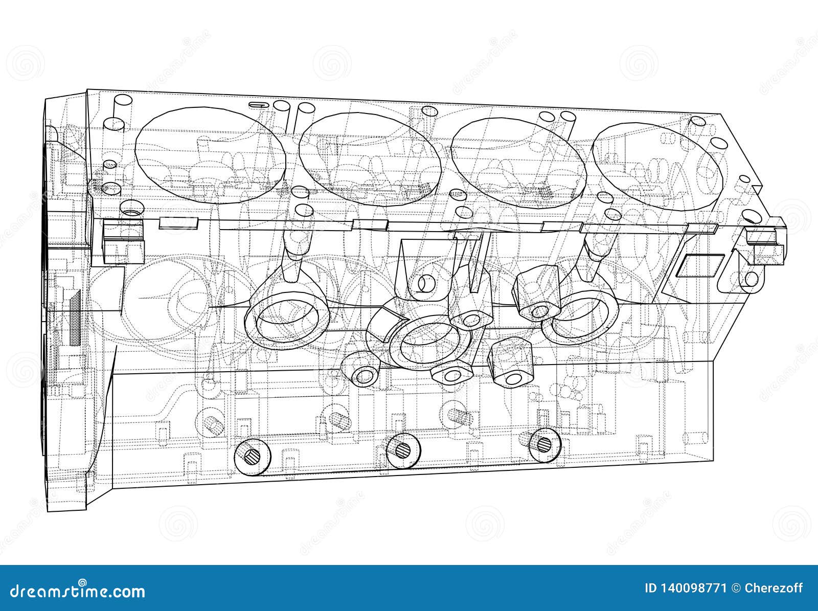 Engine Block Sketch. Vector Rendering of 3d Stock Vector - Illustration ...