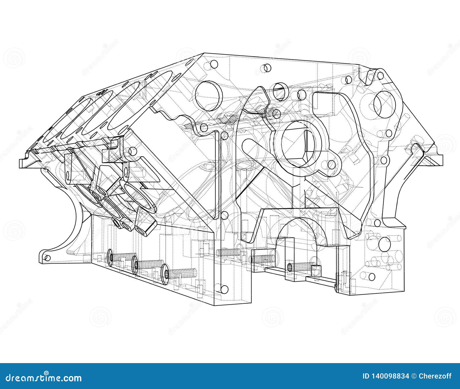 Engine Block Sketch. Vector Rendering of 3d Stock Vector - Illustration ...