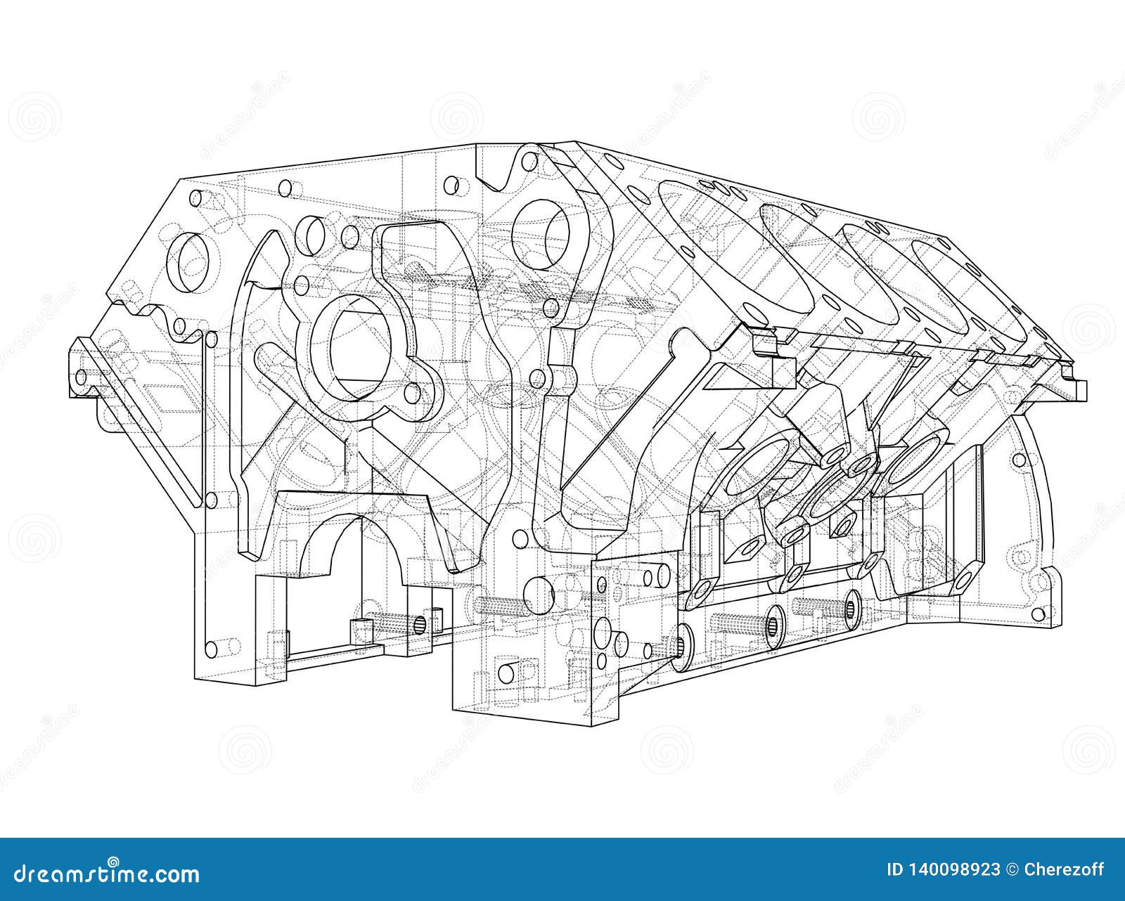 Engine Block Sketch. Vector Rendering of 3d Stock Vector - Illustration ...