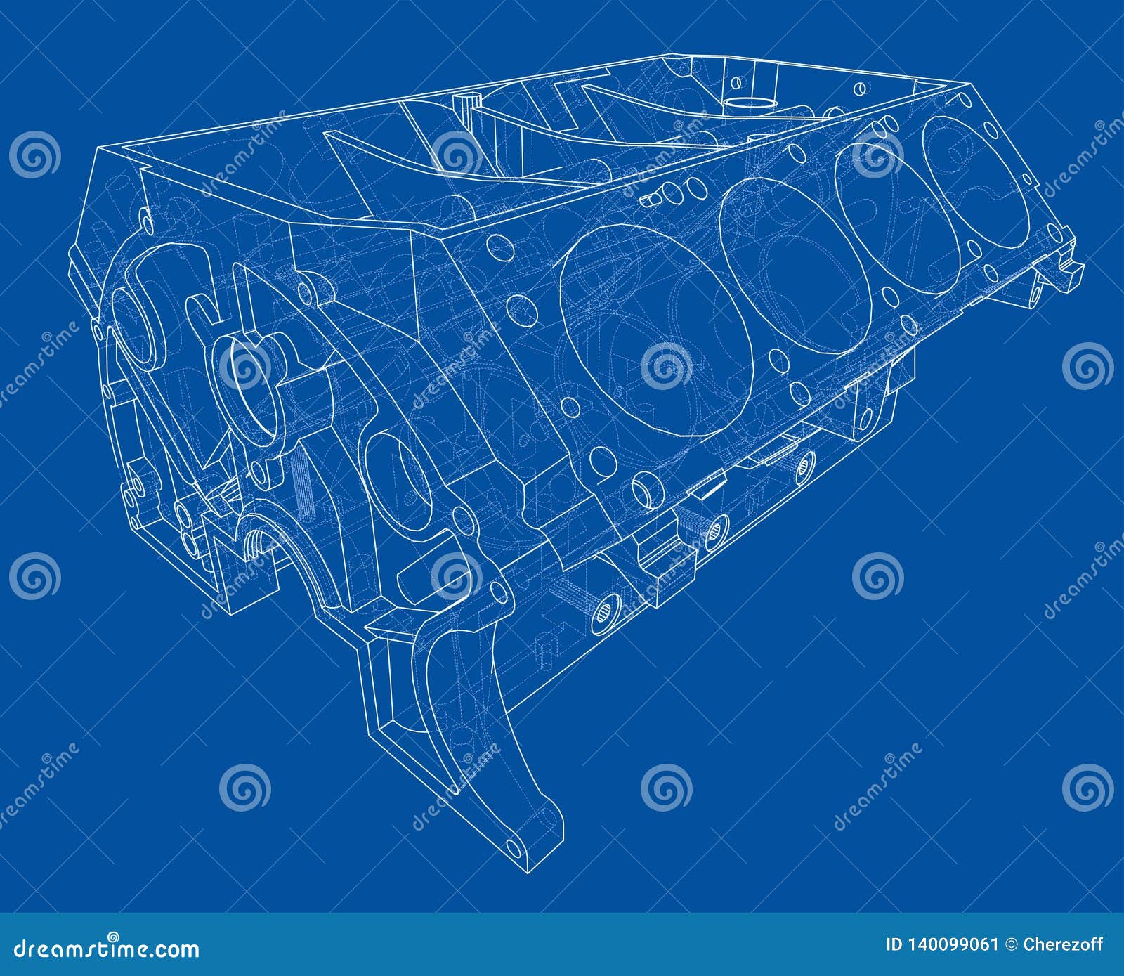 Engine Block Sketch. Vector Rendering of 3d Stock Vector - Illustration ...