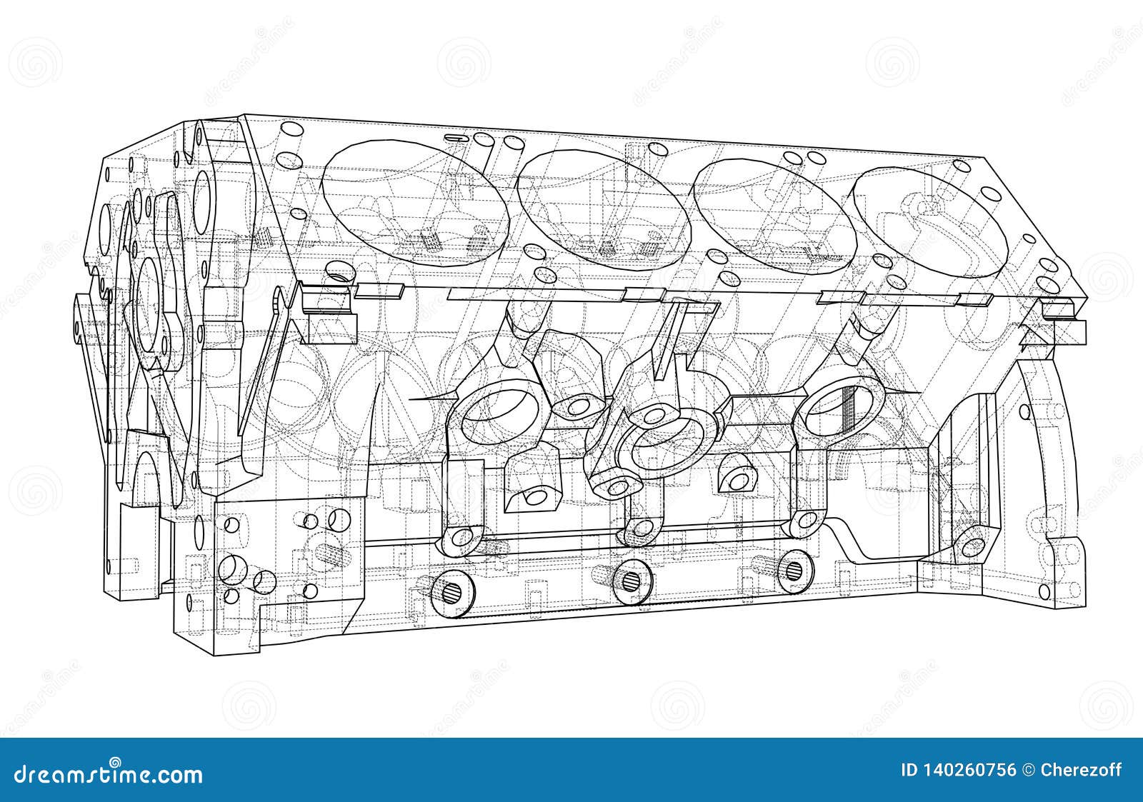 Engine Block Sketch. Vector Rendering of 3d Stock Vector - Illustration ...