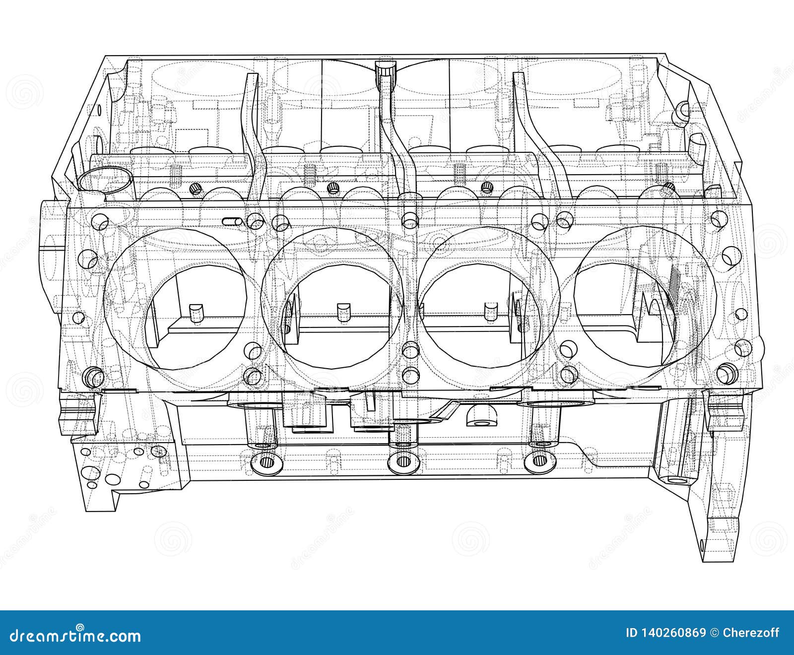 Engine Block Sketch. Vector Rendering of 3d Stock Vector - Illustration ...