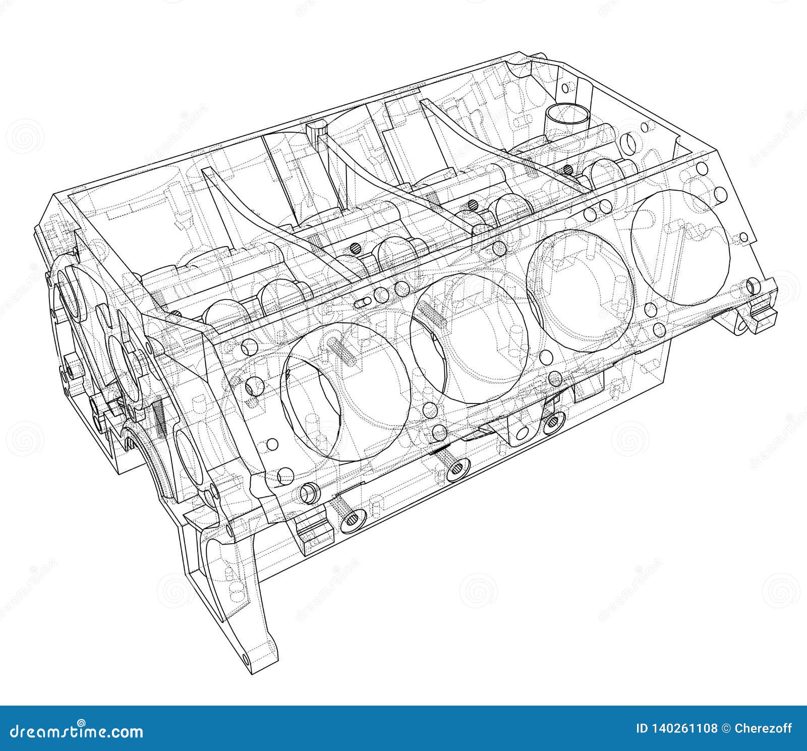 Engine Block Sketch. Vector Rendering of 3d Stock Vector - Illustration ...